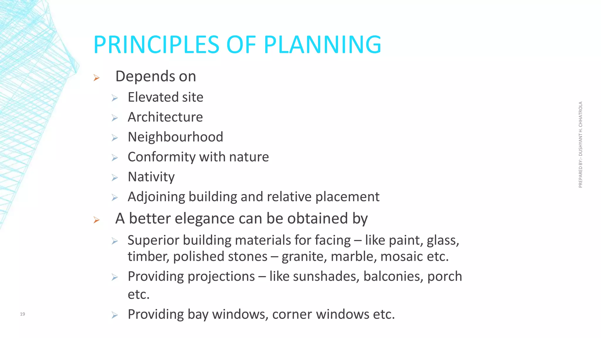 Principles of building planning | PPTX