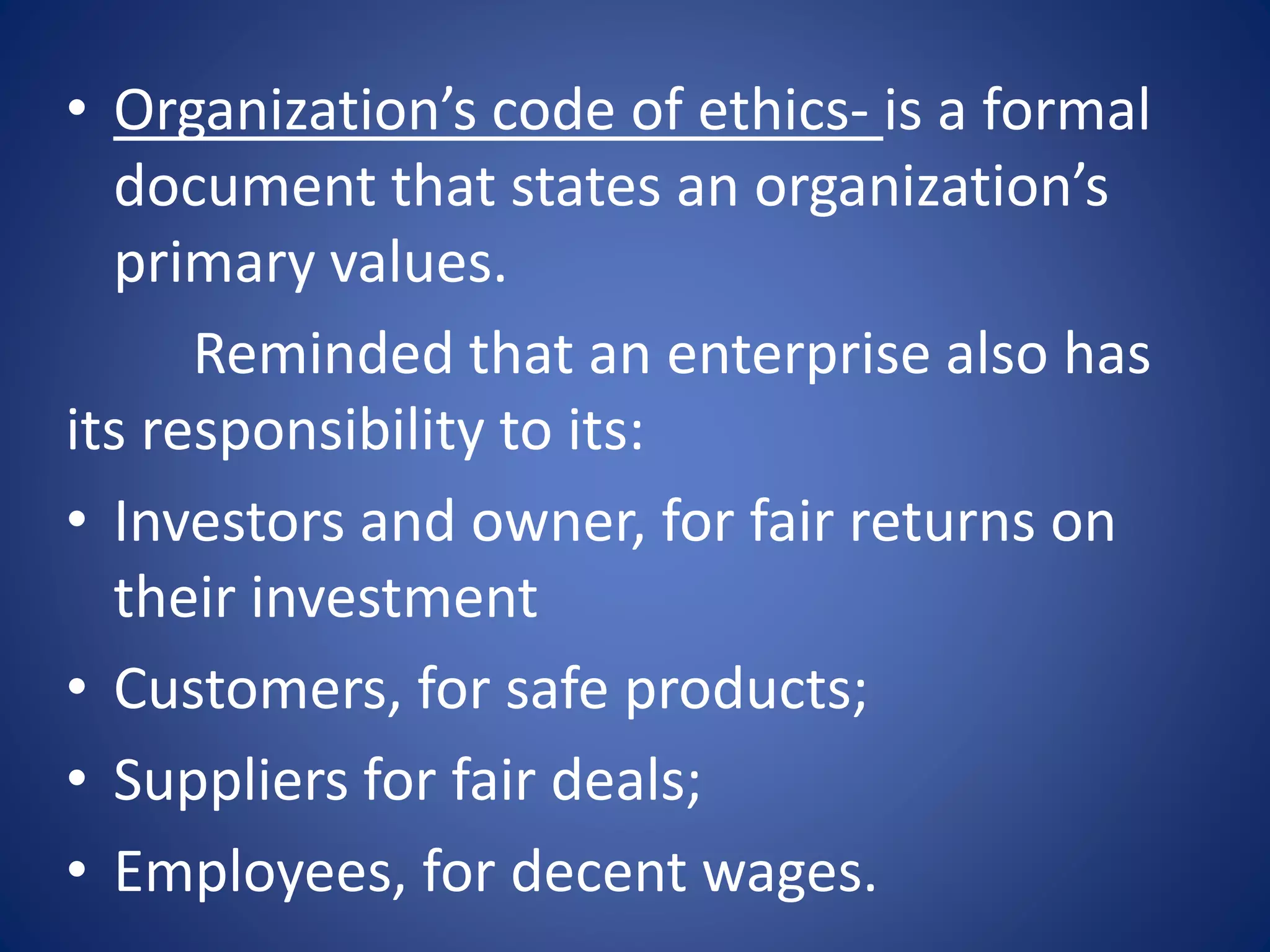 Principles of business ethics | PPTX | Business | Business and Finance