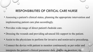 principle of critical care unit for nurses | PPTX