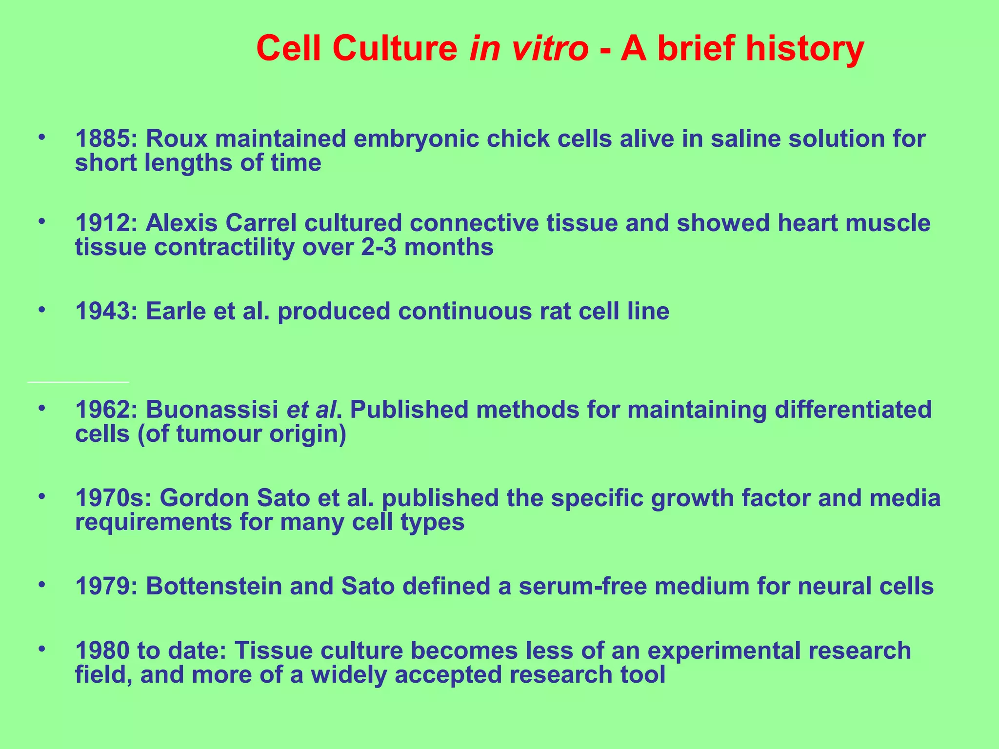 Introduction to cell culture techniques | PPT