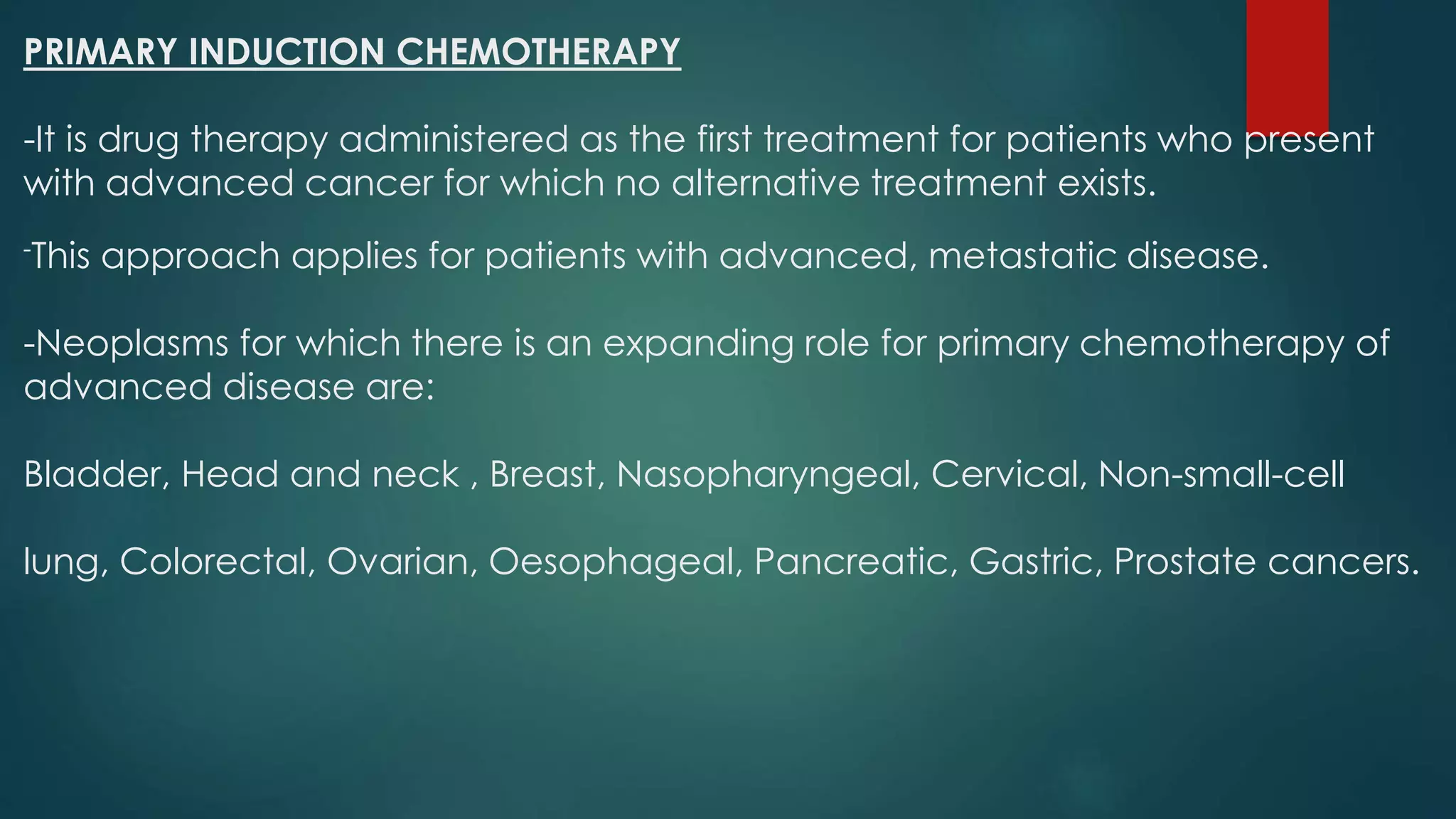 Principles of chemotherapy(types, indications and complications) | PPTX