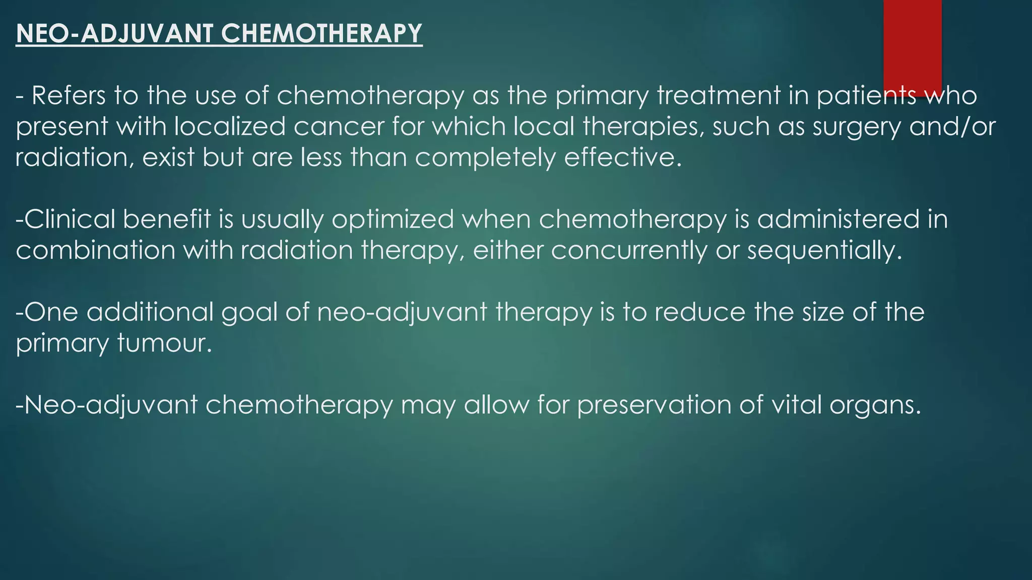 Principles of chemotherapy(types, indications and complications) | PPTX