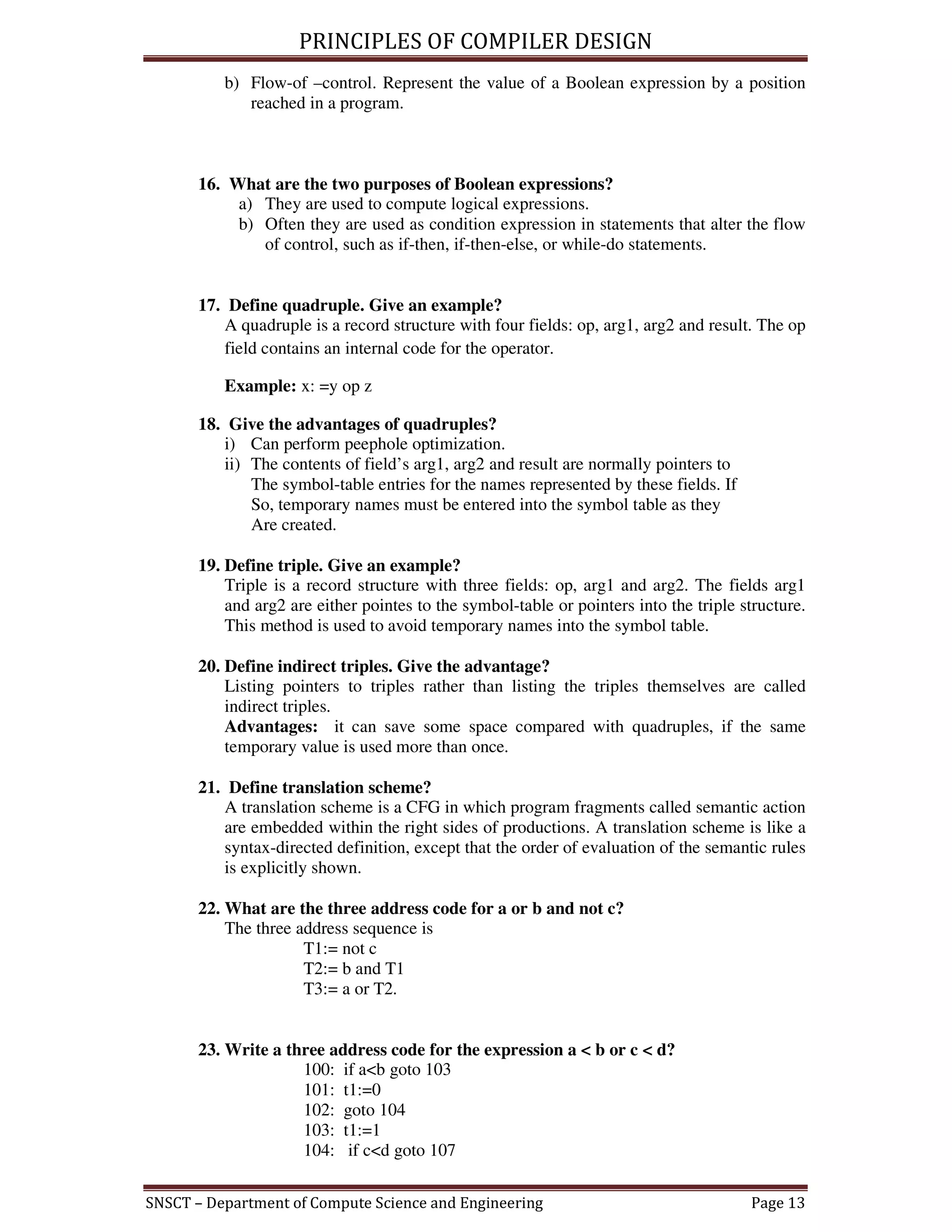 Principles of compiler design | PDF