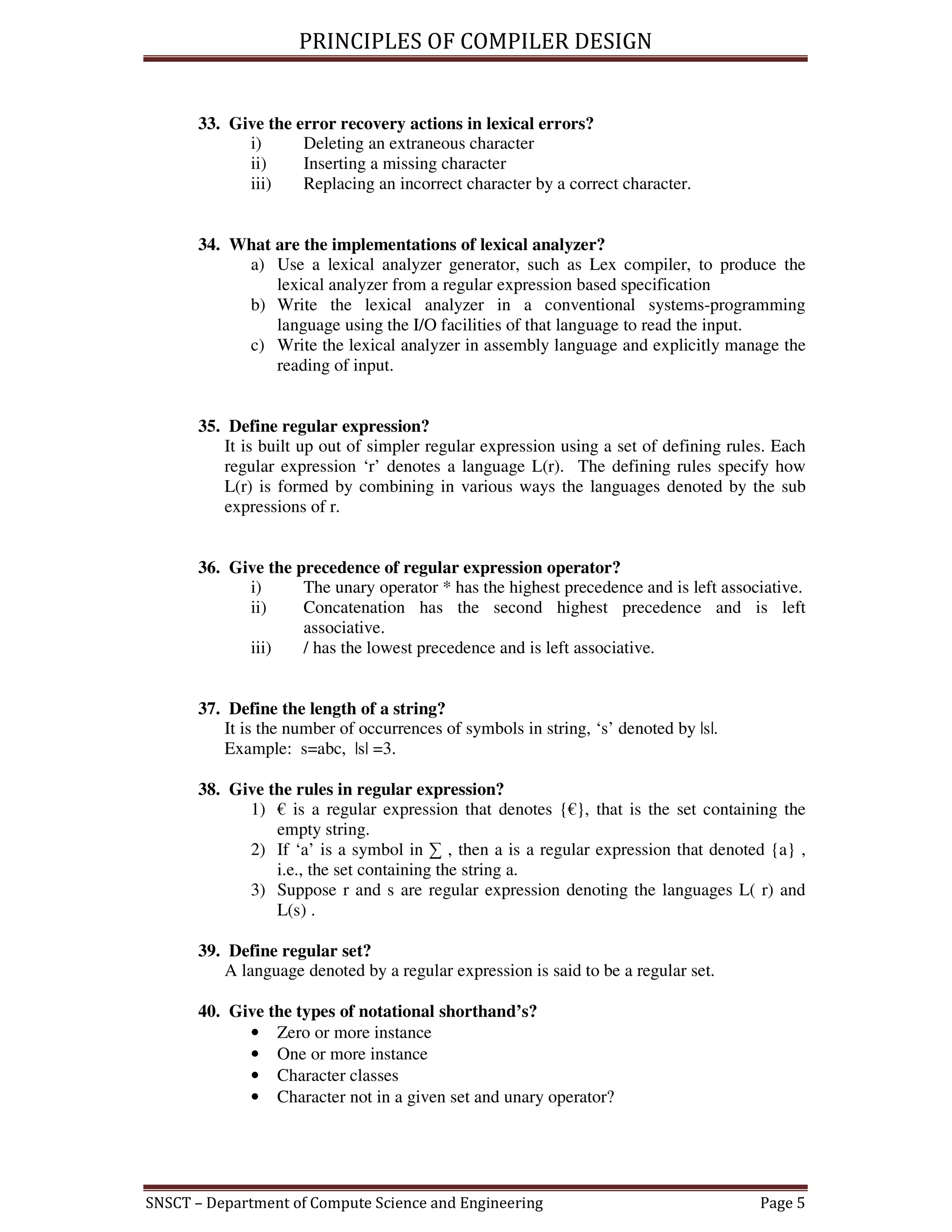Principles of compiler design | PDF