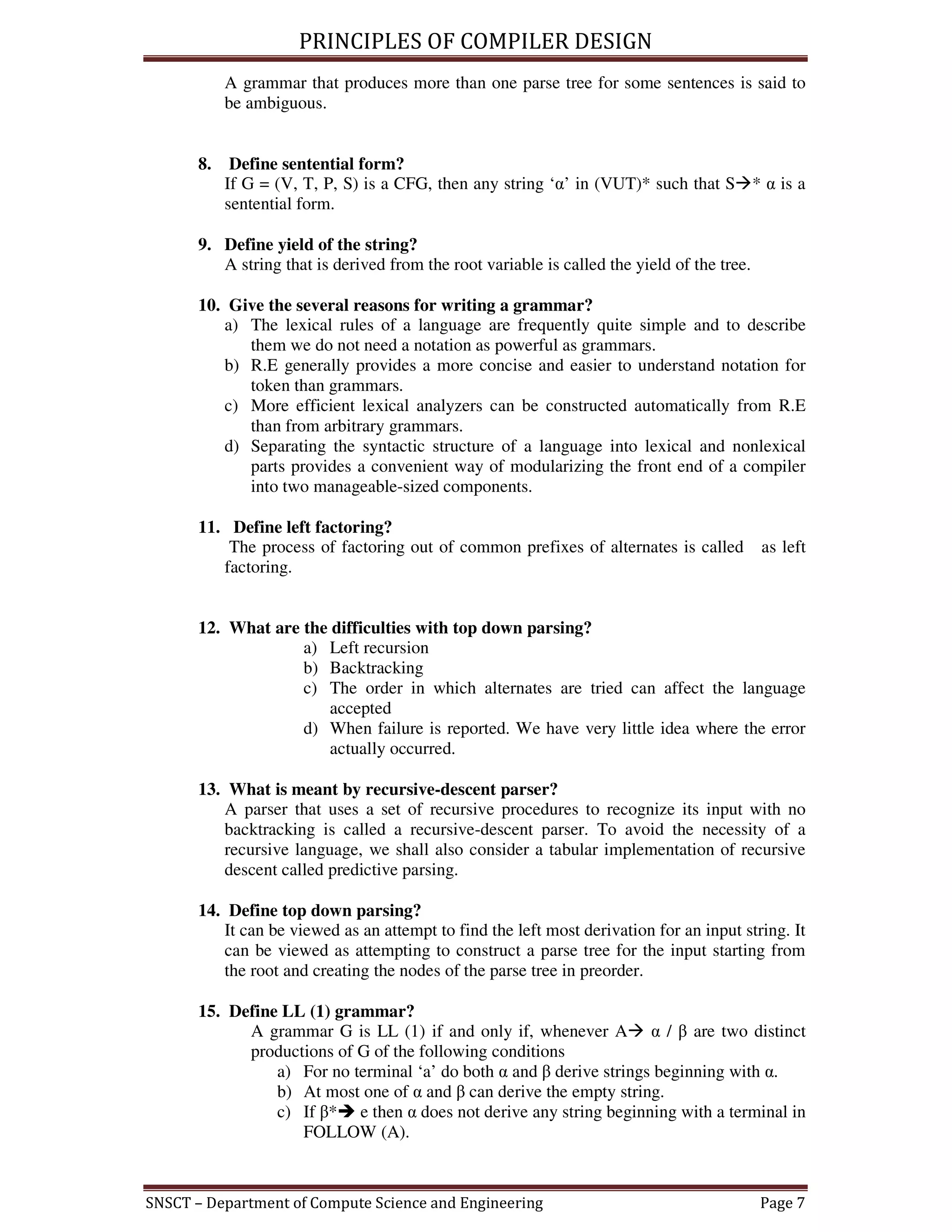 Principles of compiler design | PDF