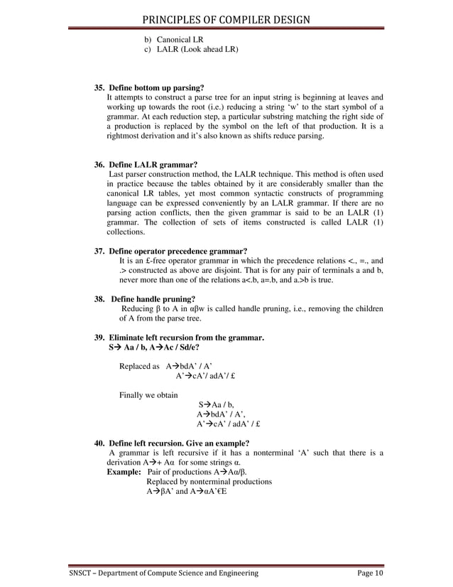 Principles of compiler design | PDF