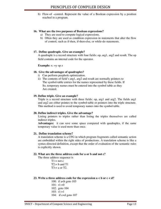 Principles of compiler design | PDF