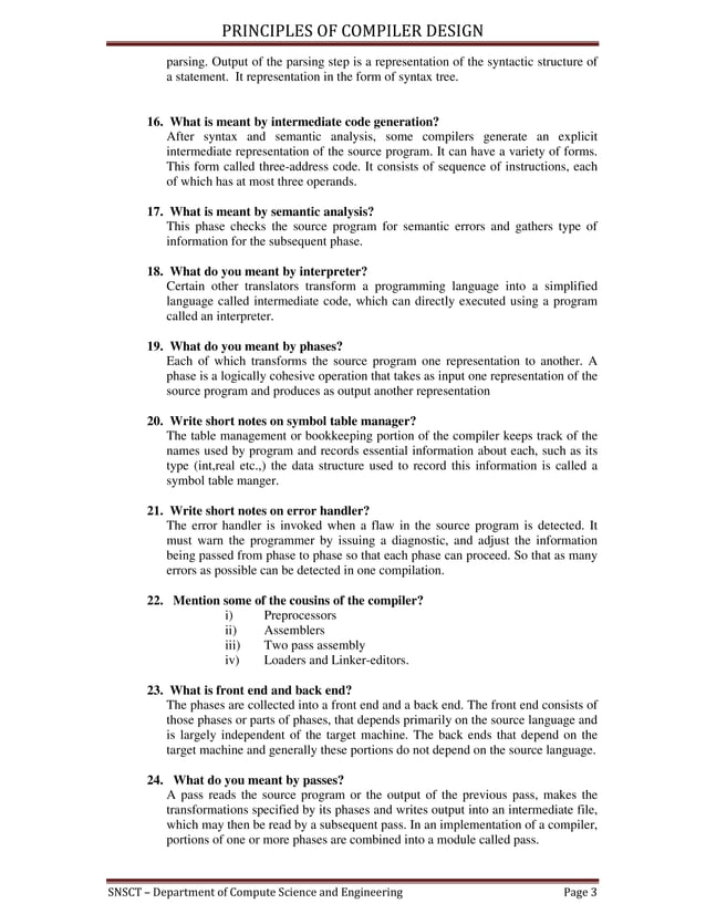 Principles of compiler design | PDF