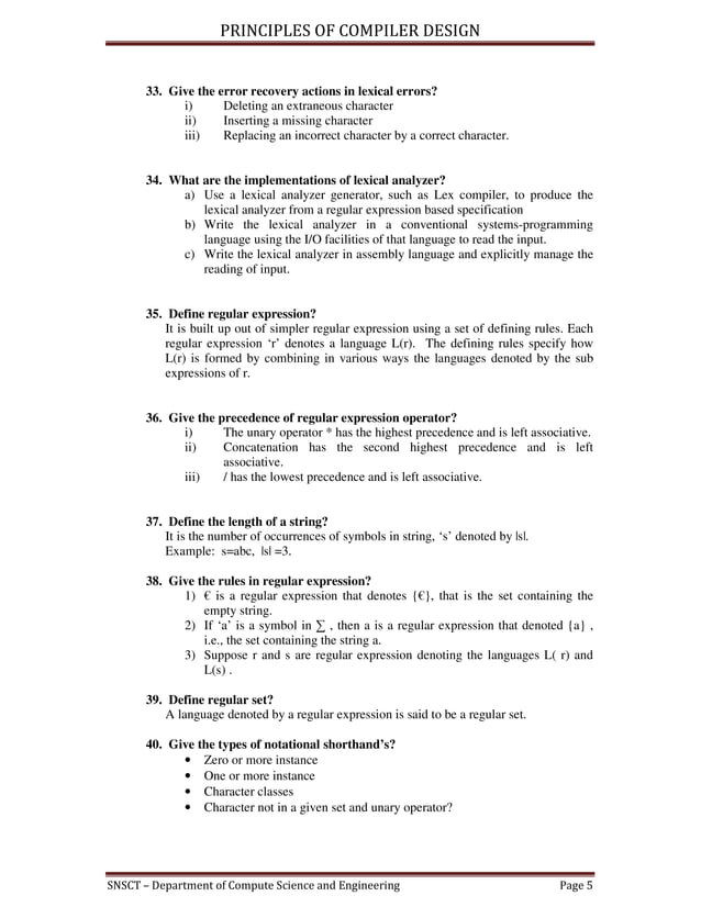 Principles of compiler design | PDF