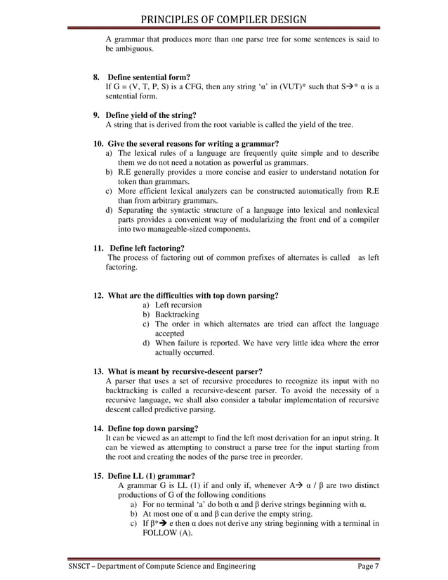 Principles of compiler design | PDF