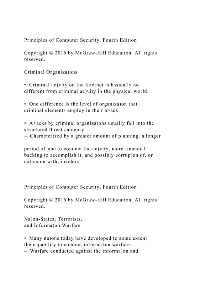 Principles of Computer Security, Fourth Edition Copyright .docx