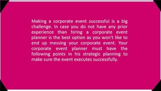 Essential Principles of Corporate Event Planning | PPTX