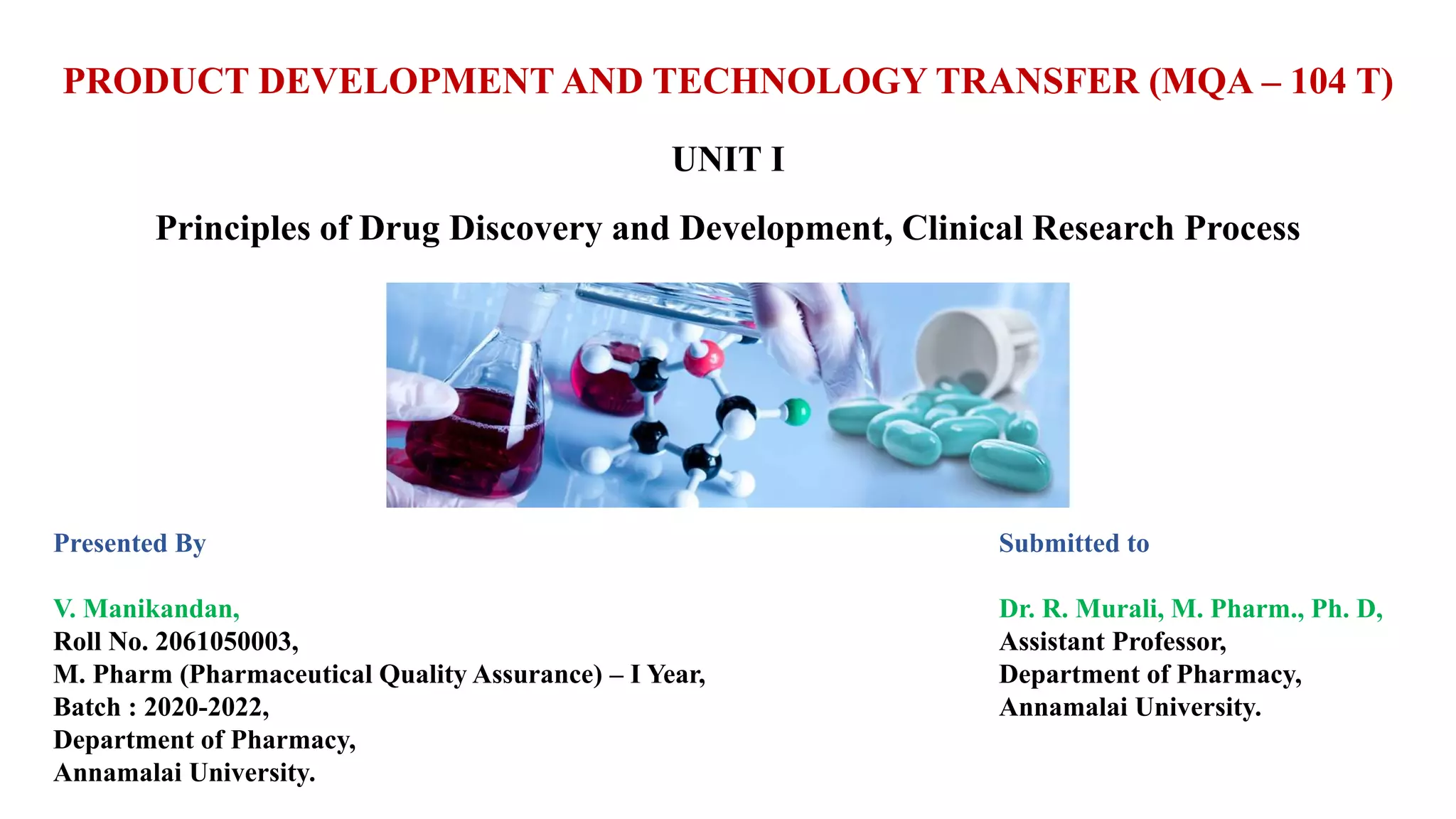 Principles of Drug Discovery and Development | PPTX