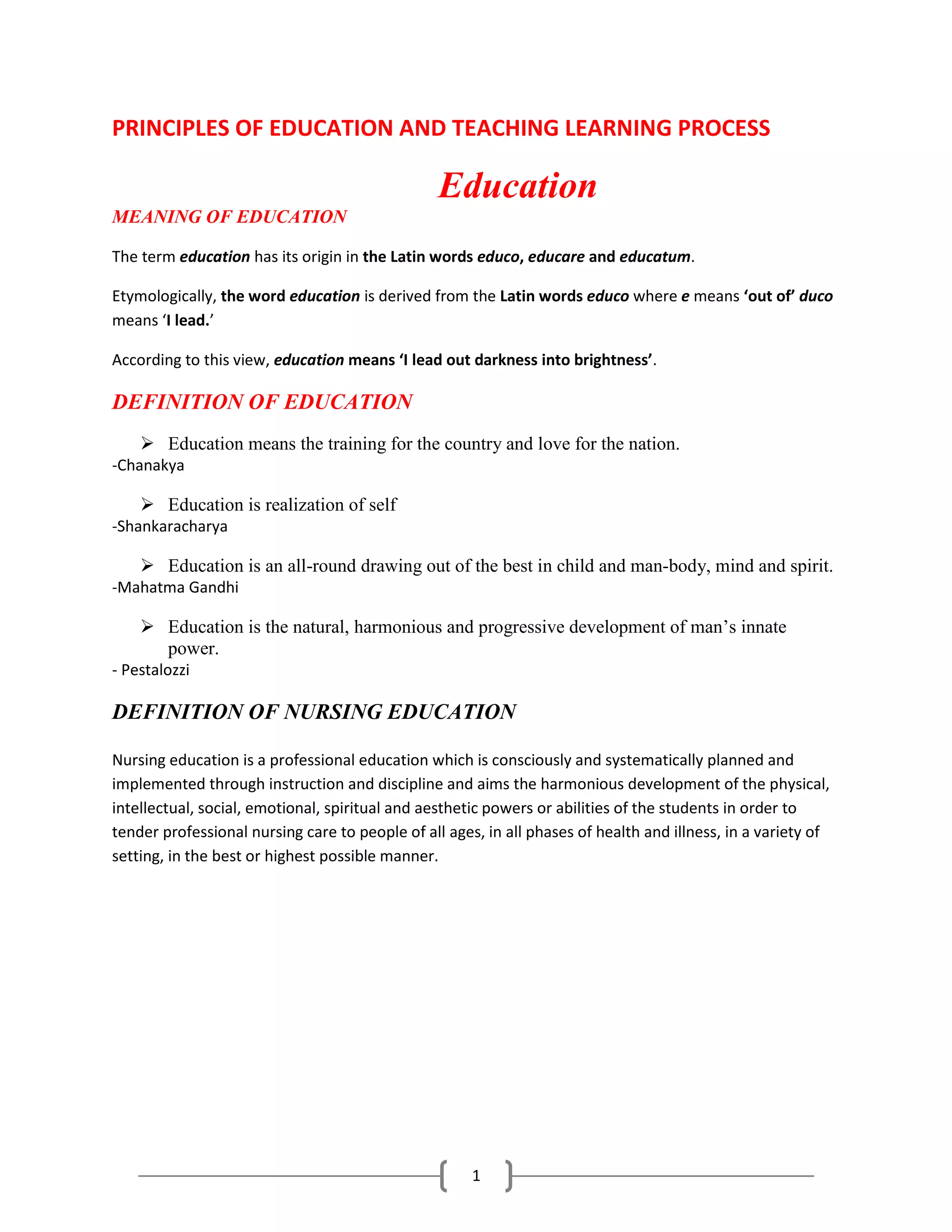 Principles of education and teaching learning process | PDF | Education