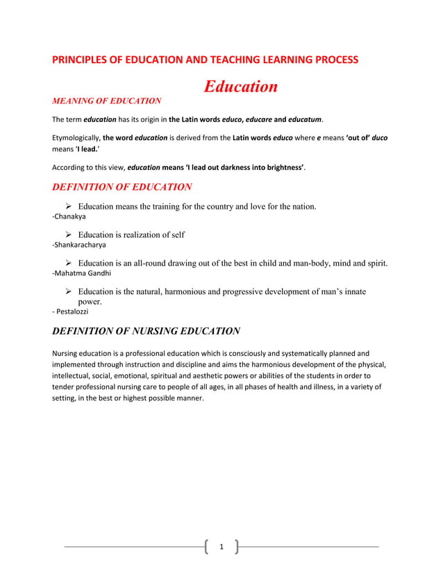 Principles of education and teaching learning process | PDF | Education