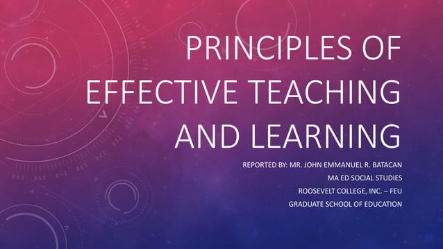 Principles of Education and Principles of Effective Teaching and ...