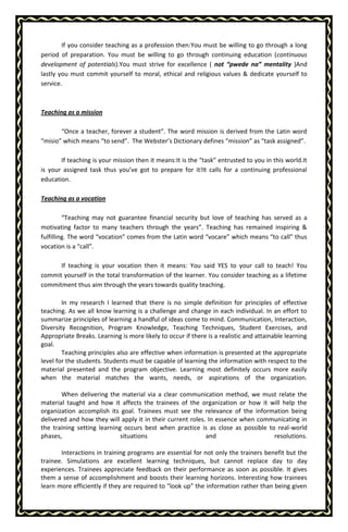 Principles of effective teaching - An essay project | DOCX