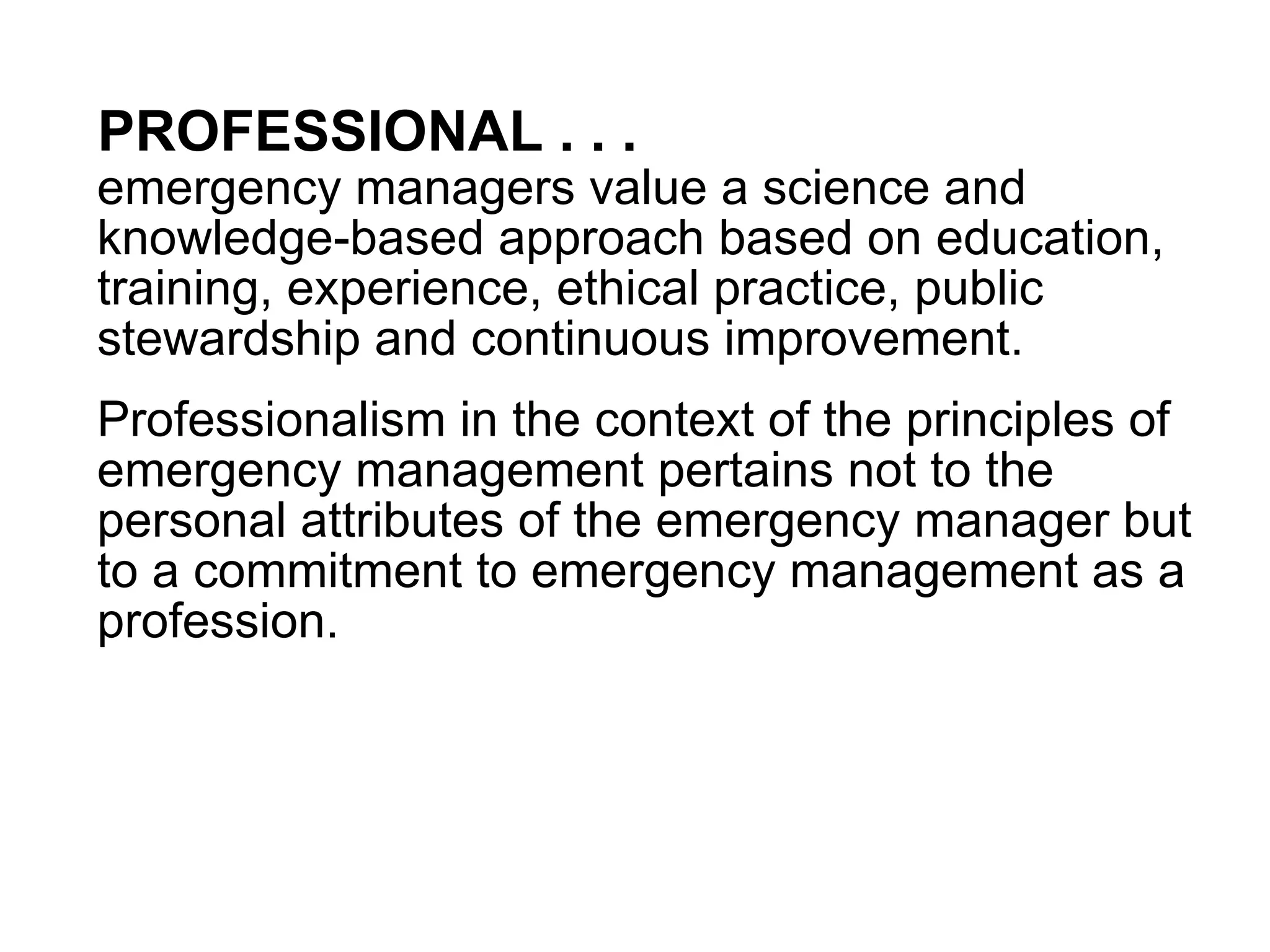 Principles of Emergency Management slides | PPT