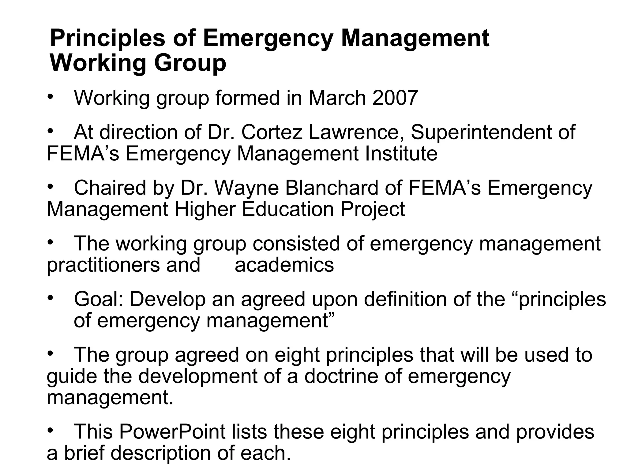 Principles of Emergency Management slides | PPT