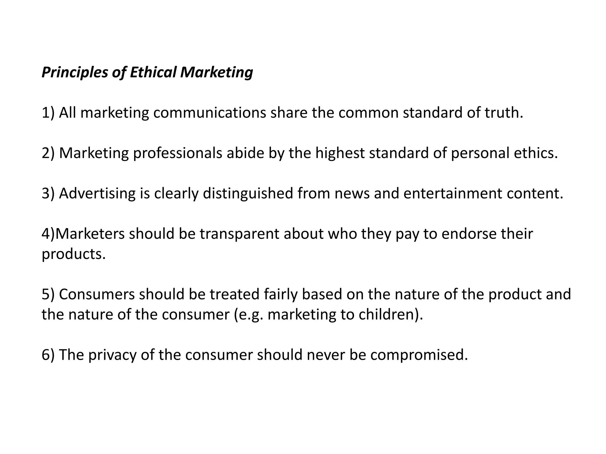 Principles of ethical marketing | PPTX