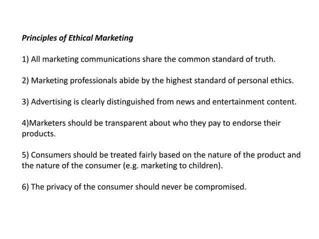 Principles of ethical marketing | PPTX
