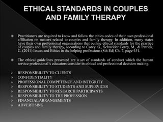 Principles of ethical standard in couples and family | PPTX