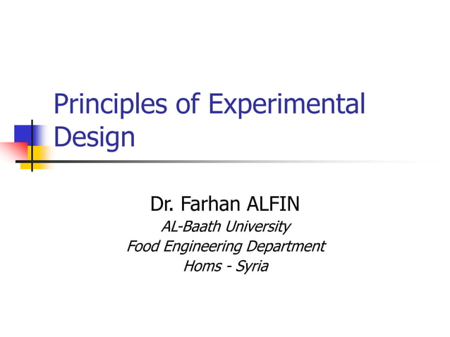 Principles of experimental design | PPT