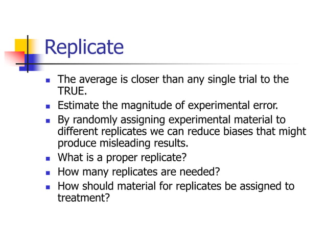 Principles of experimental design | PPT