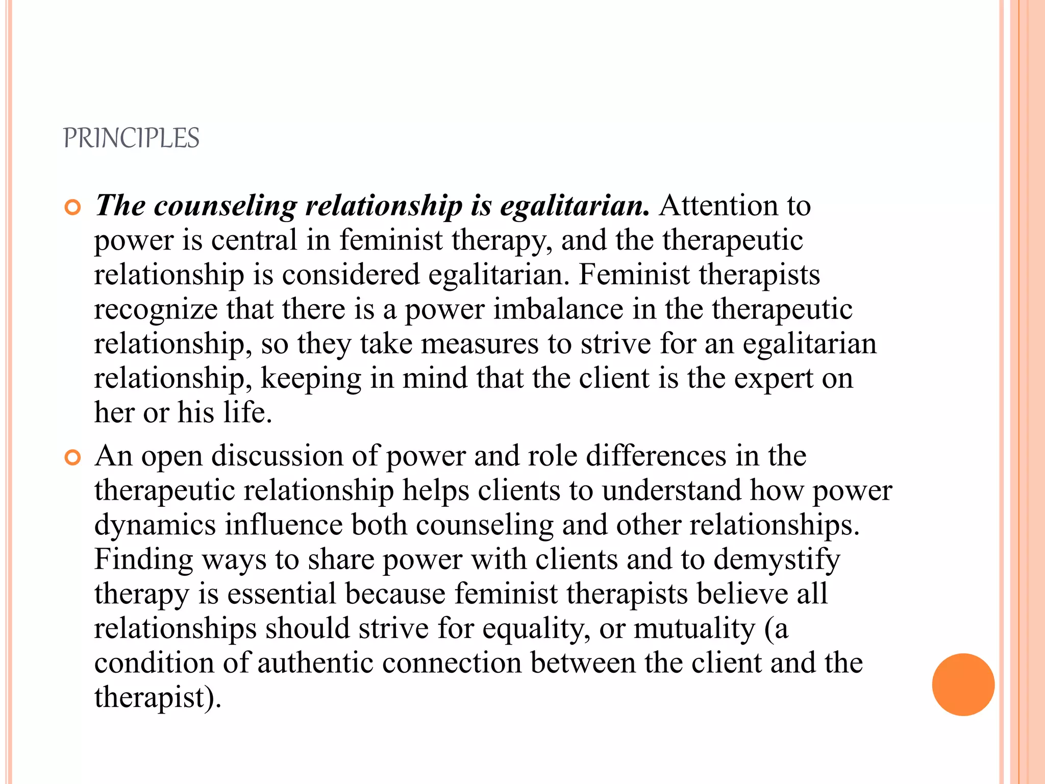 Principles of feminist therapy | PPTX