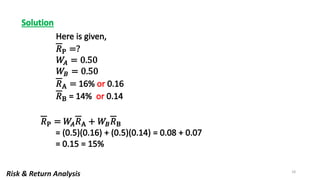 Risk and Return Analysis .ppt By Sumon Sheikh | PPTX