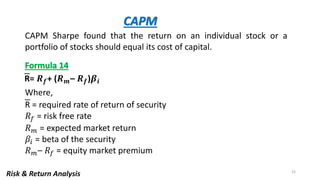 Risk and Return Analysis .ppt By Sumon Sheikh | PPTX