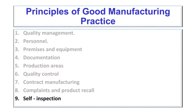 Principles of good manufacturing practice | PPTX