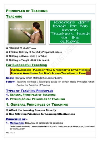 Principles of Good Teaching & Learning | PDF