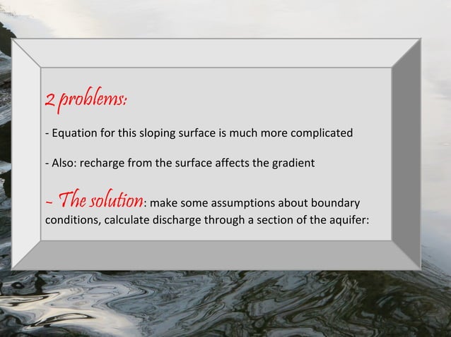Chapter 4 Fetter Principles of groundwater flow | PPT