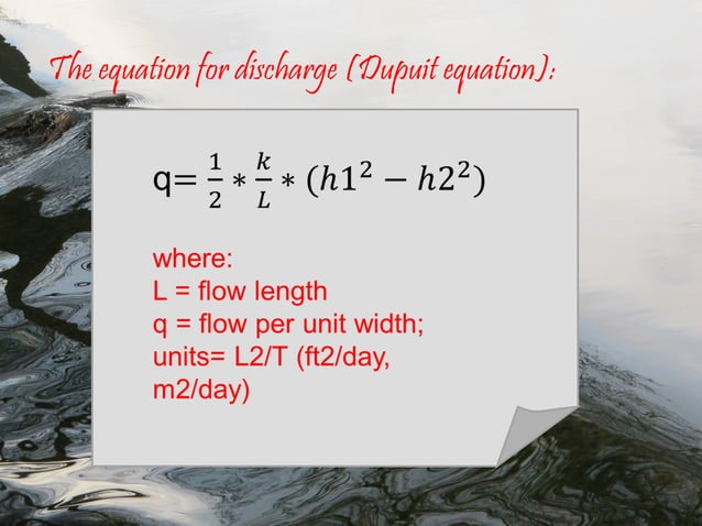 Chapter 4 Fetter Principles of groundwater flow | PPT