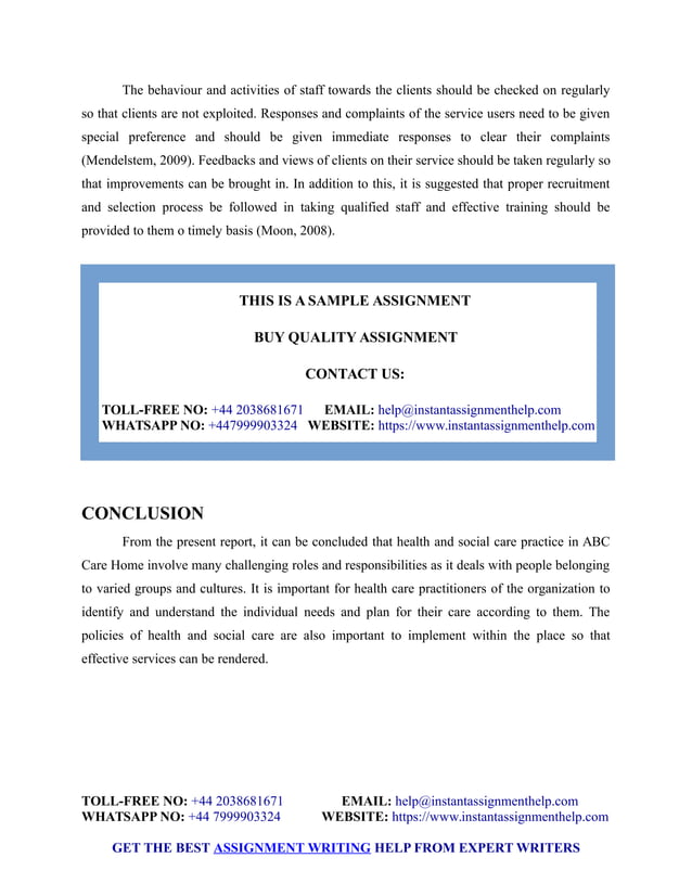 Principles of Health and Social Care Sample Assignment | PDF