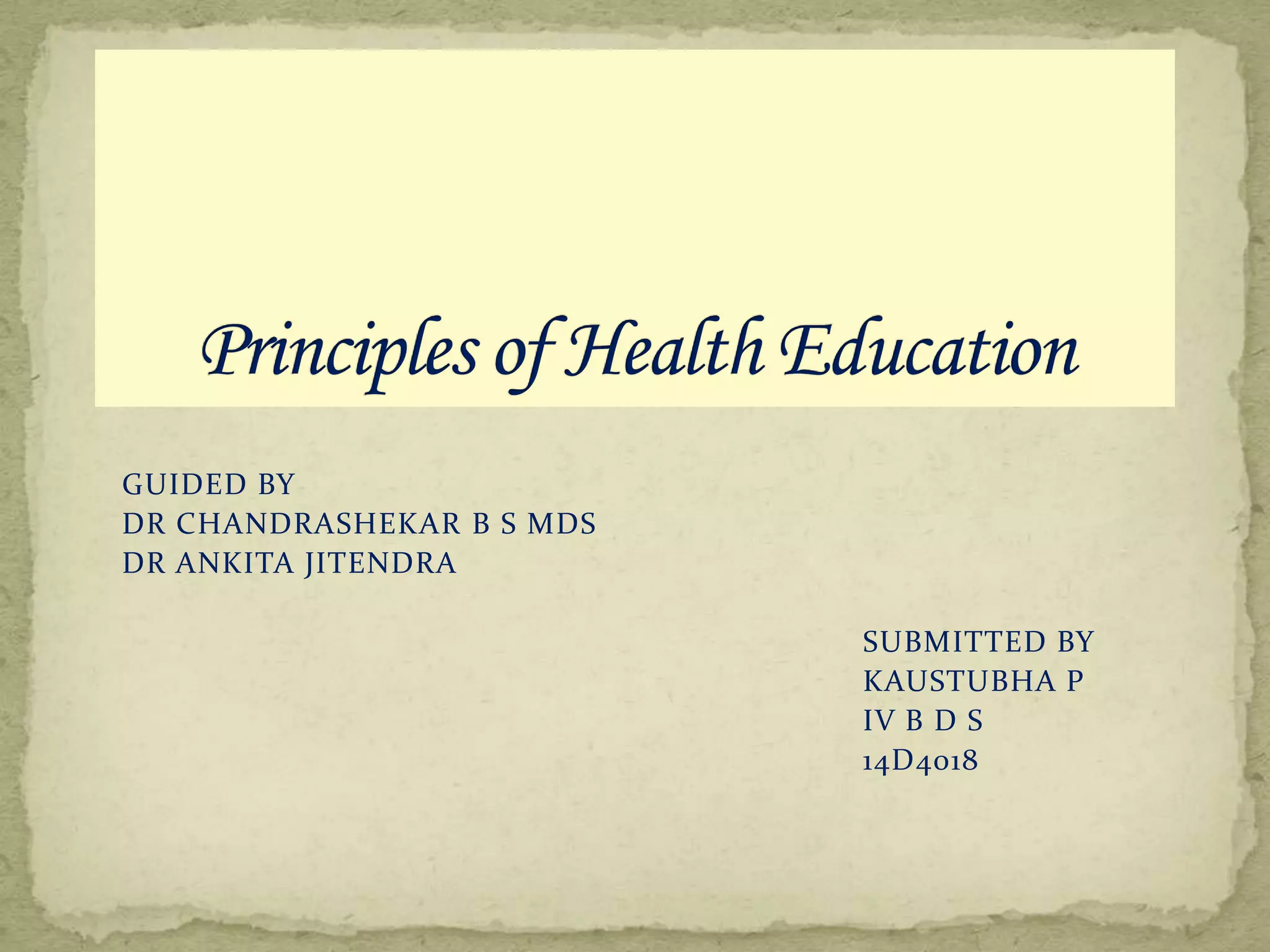 Principles of health education | PPTX