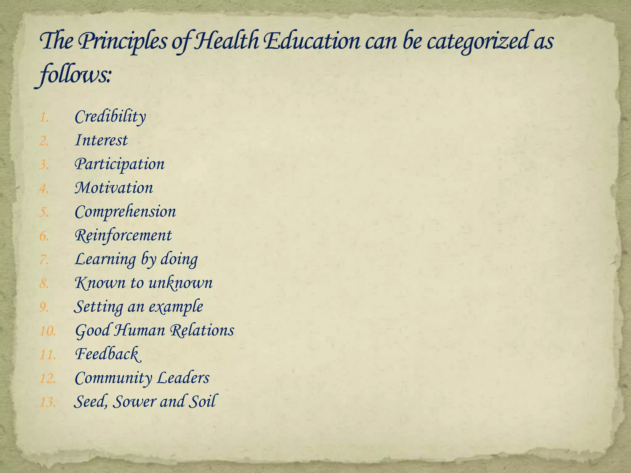 Principles of health education | PPTX