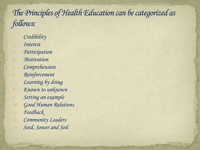 Principles of health education | PPTX
