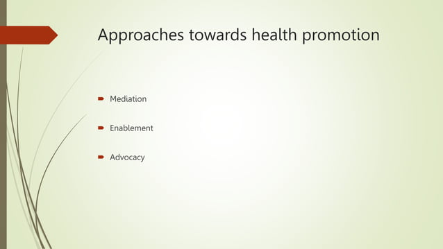 PRINCIPLES OF HEALTH PROMOTION AND HEALTH EDUCATION.pptx | Healthy Living