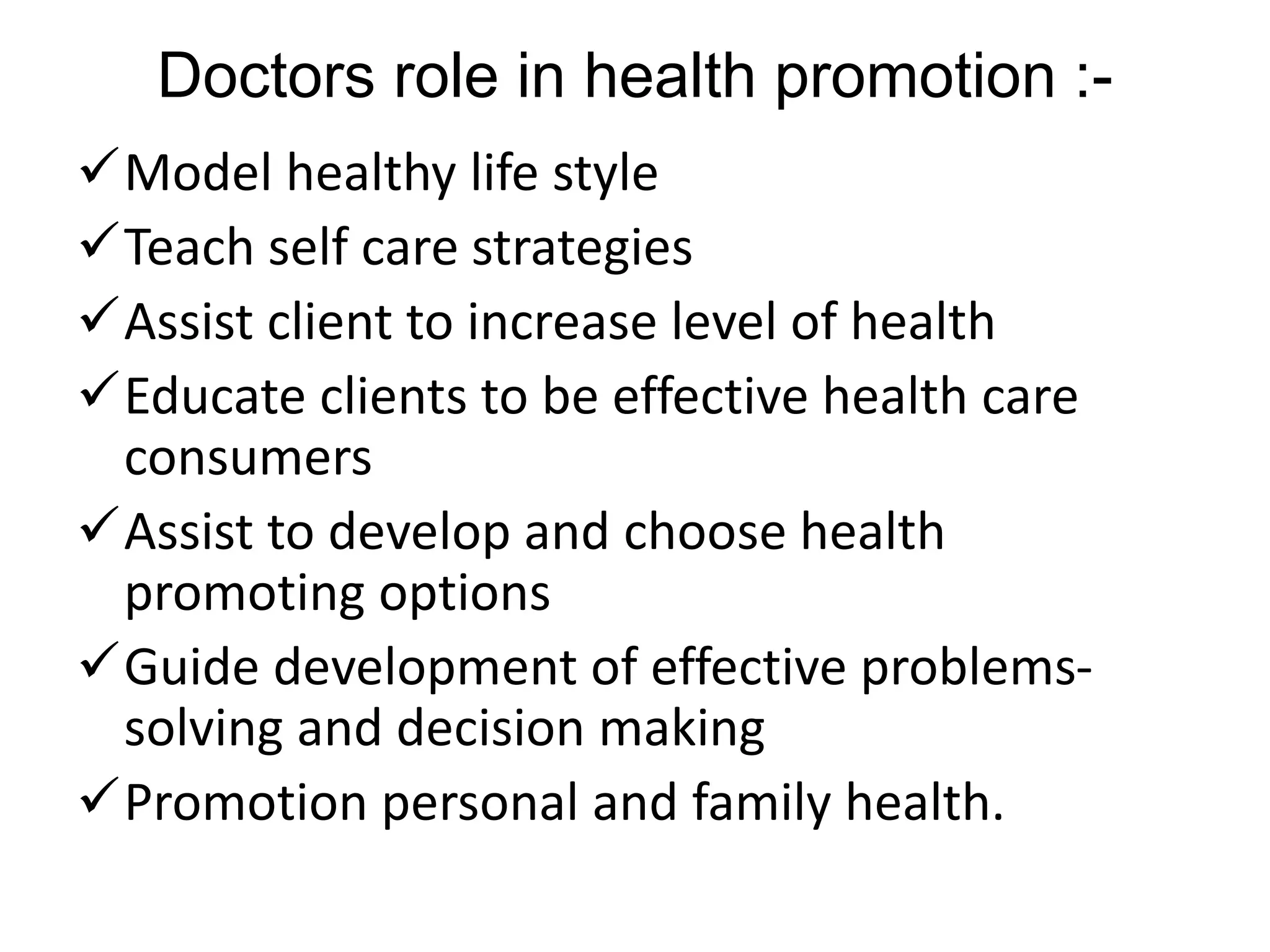 Principles of health promotion, disease prevention, | PPTX