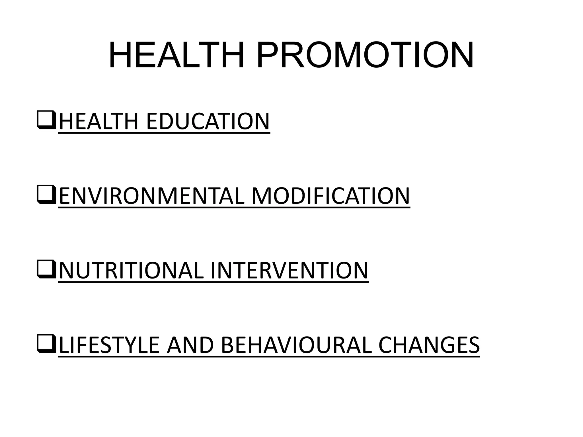 Principles of health promotion, disease prevention, | PPTX