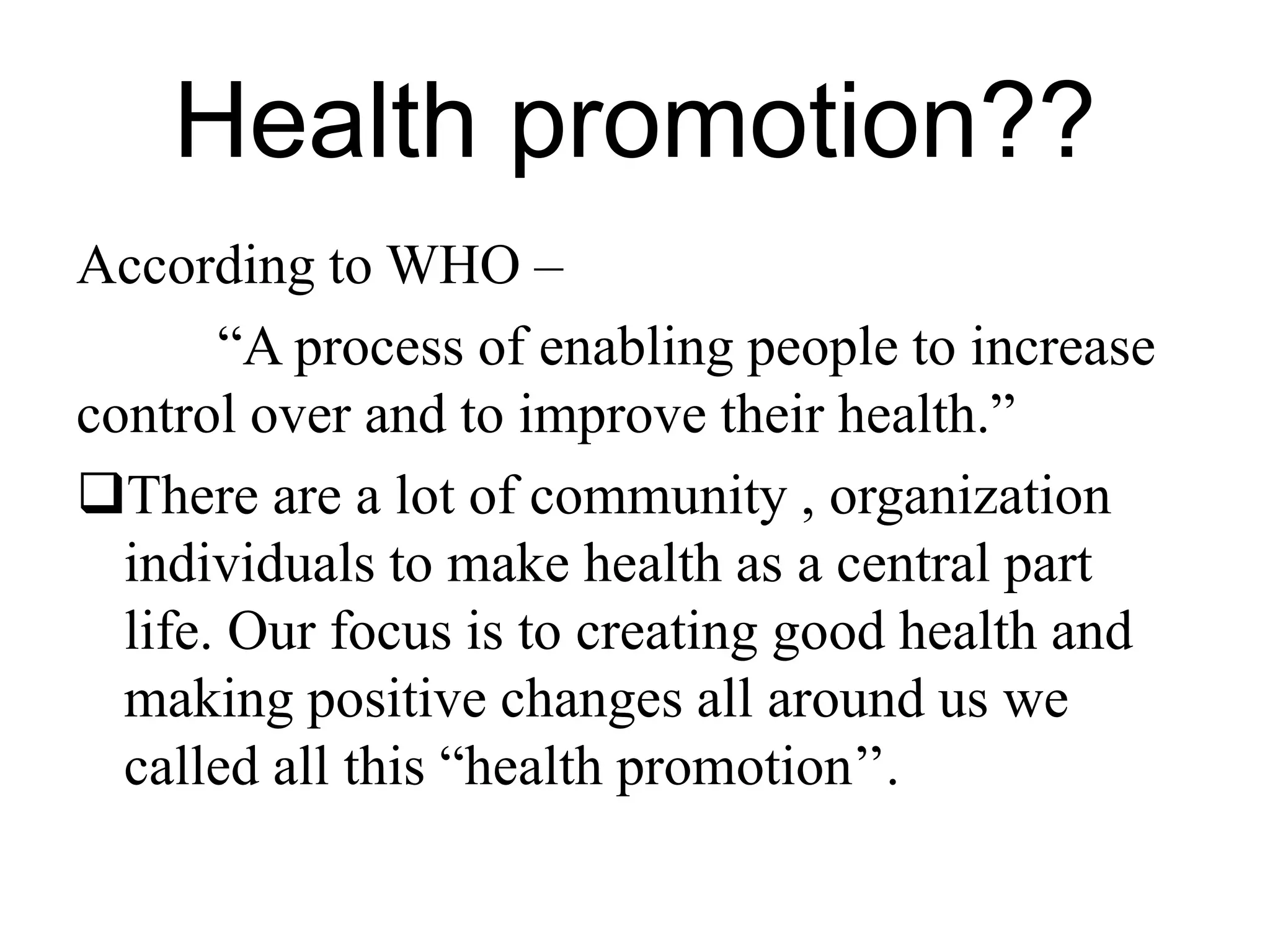 Principles of health promotion, disease prevention, | PPTX
