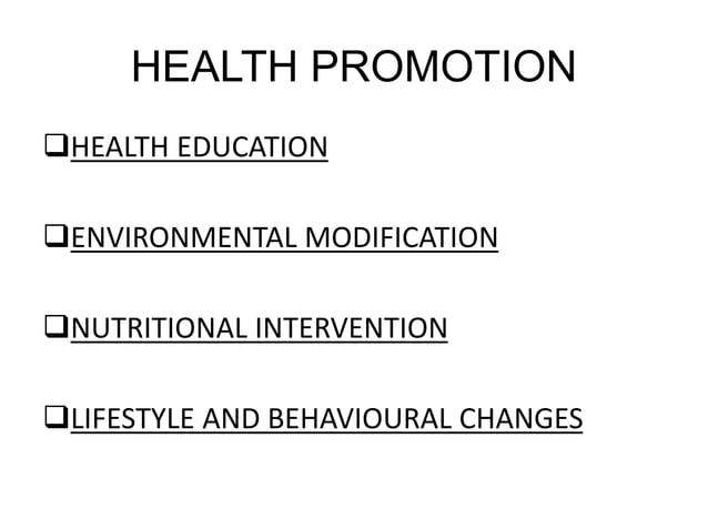 Principles of health promotion, disease prevention, | PPTX