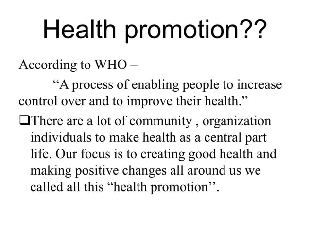 Principles of health promotion, disease prevention, | PPTX