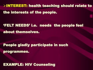 PRINCIPLES OF HELATH EDUCATION.pptx | Medical Health