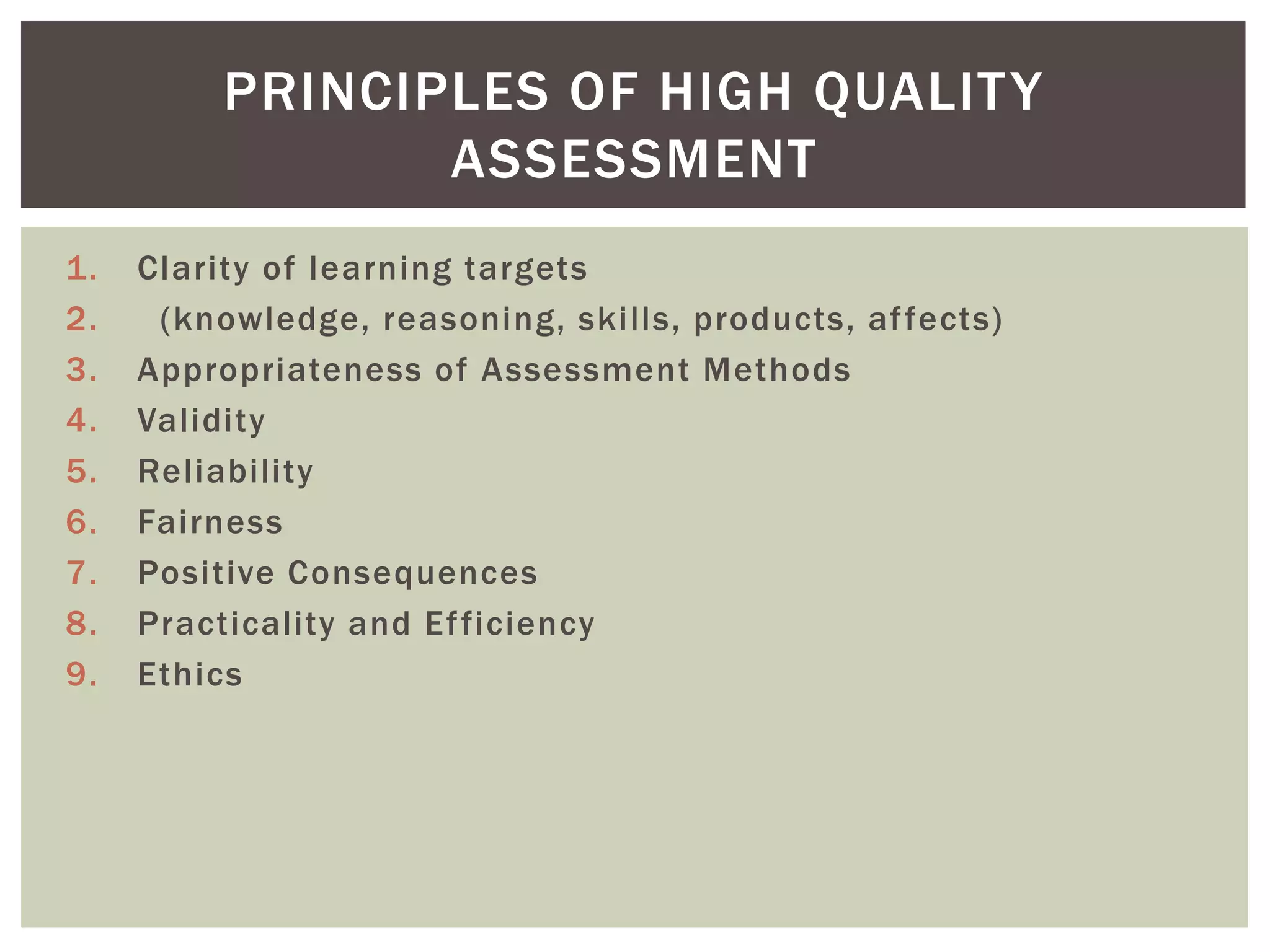 Principles of high quality assessment | PDF | Standardized Testing ...