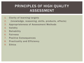 Principles of high quality assessment | PDF