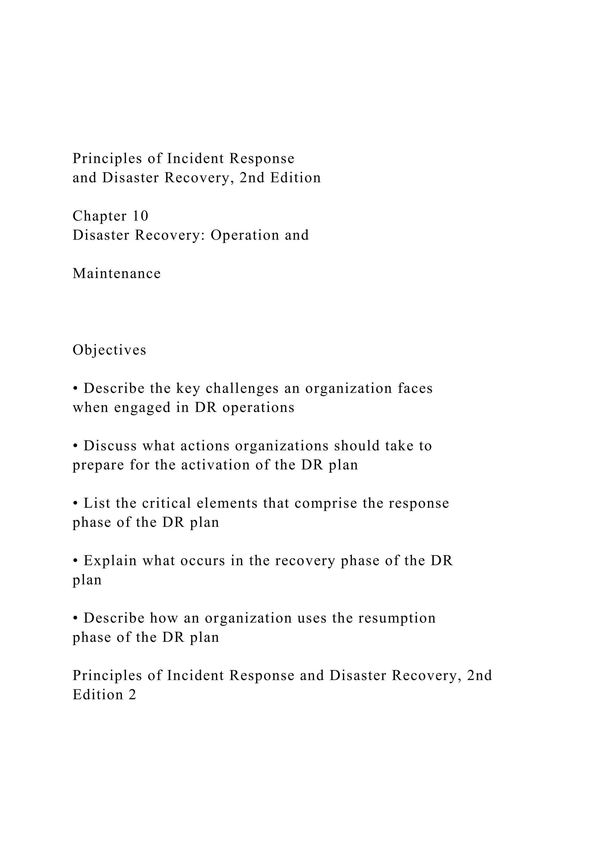 Principles of Incident Response and Disaster Recovery, 2nd E.docx