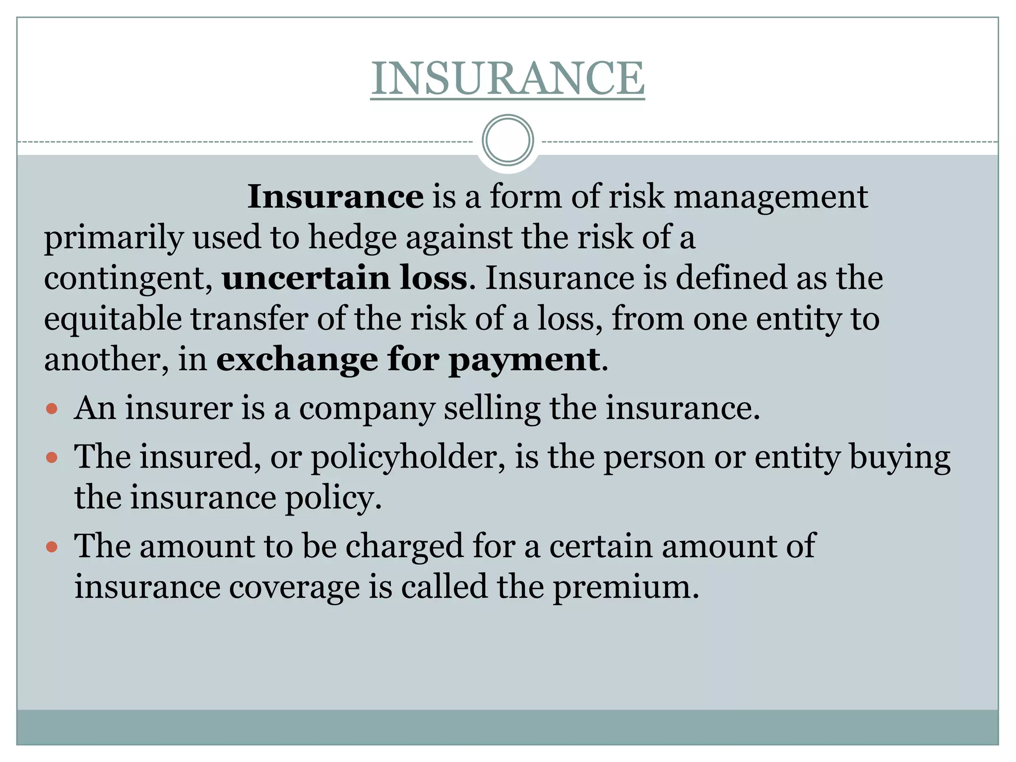 Principles of insurance | PPTX